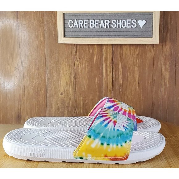 Puma | Shoes | Puma Womens Cool Cat Slide Sandals Blue Tie Dye Slip Ons ...